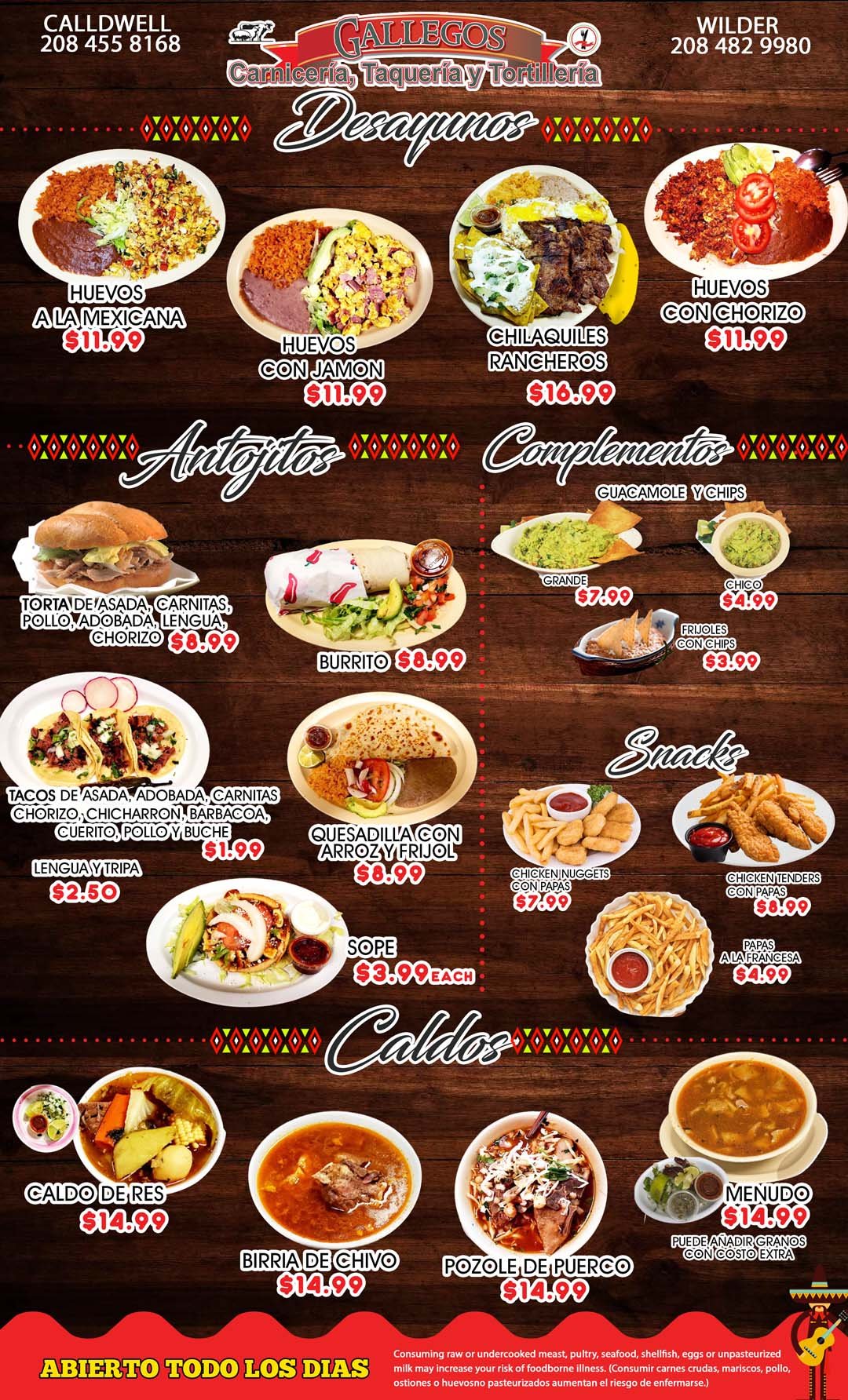 Menú – Gallegos Meat Market